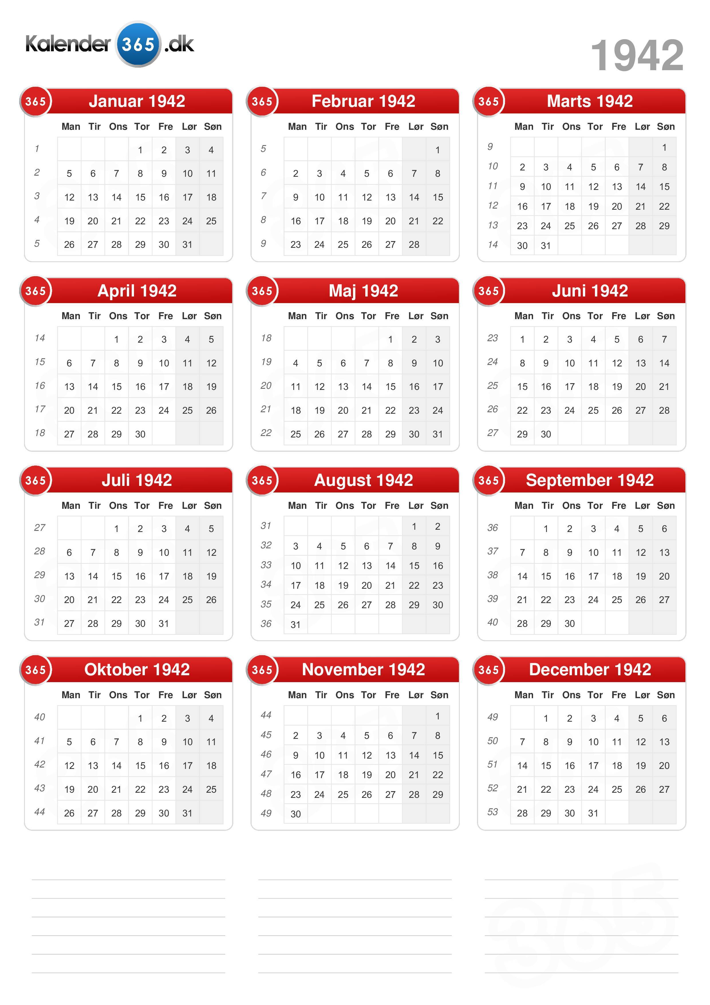 Kalender 1942