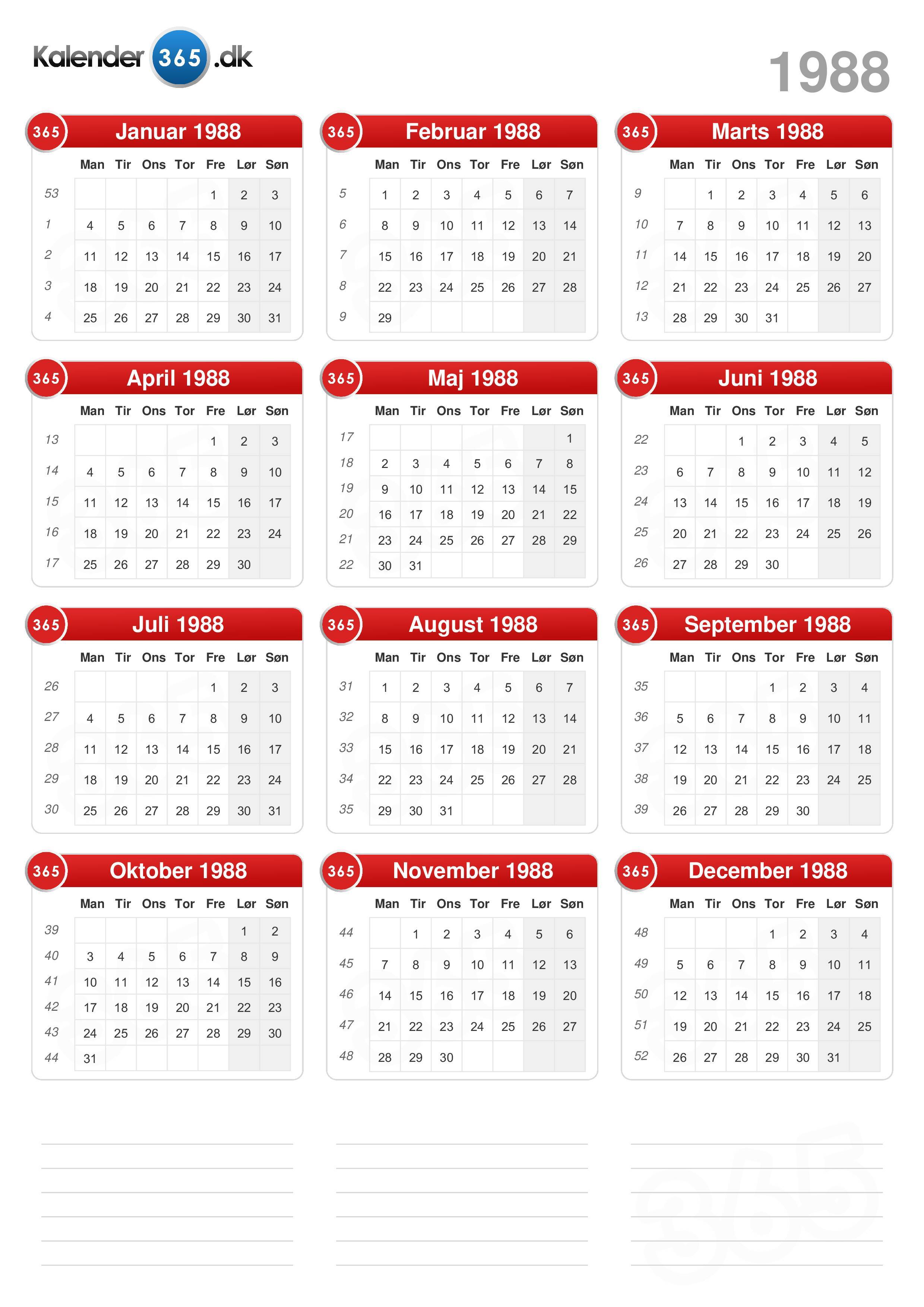 Kalender 1988