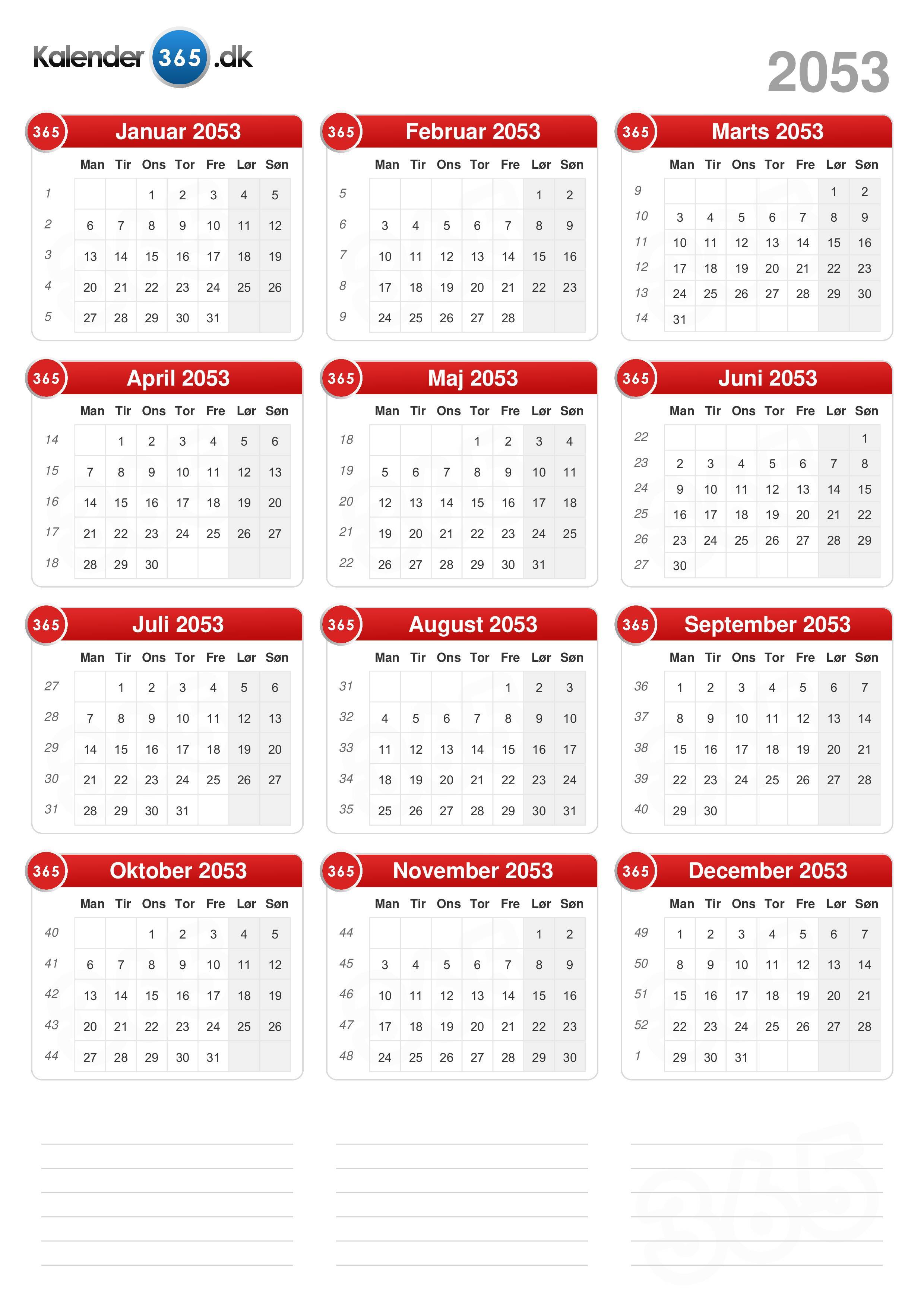 Kalender 2053