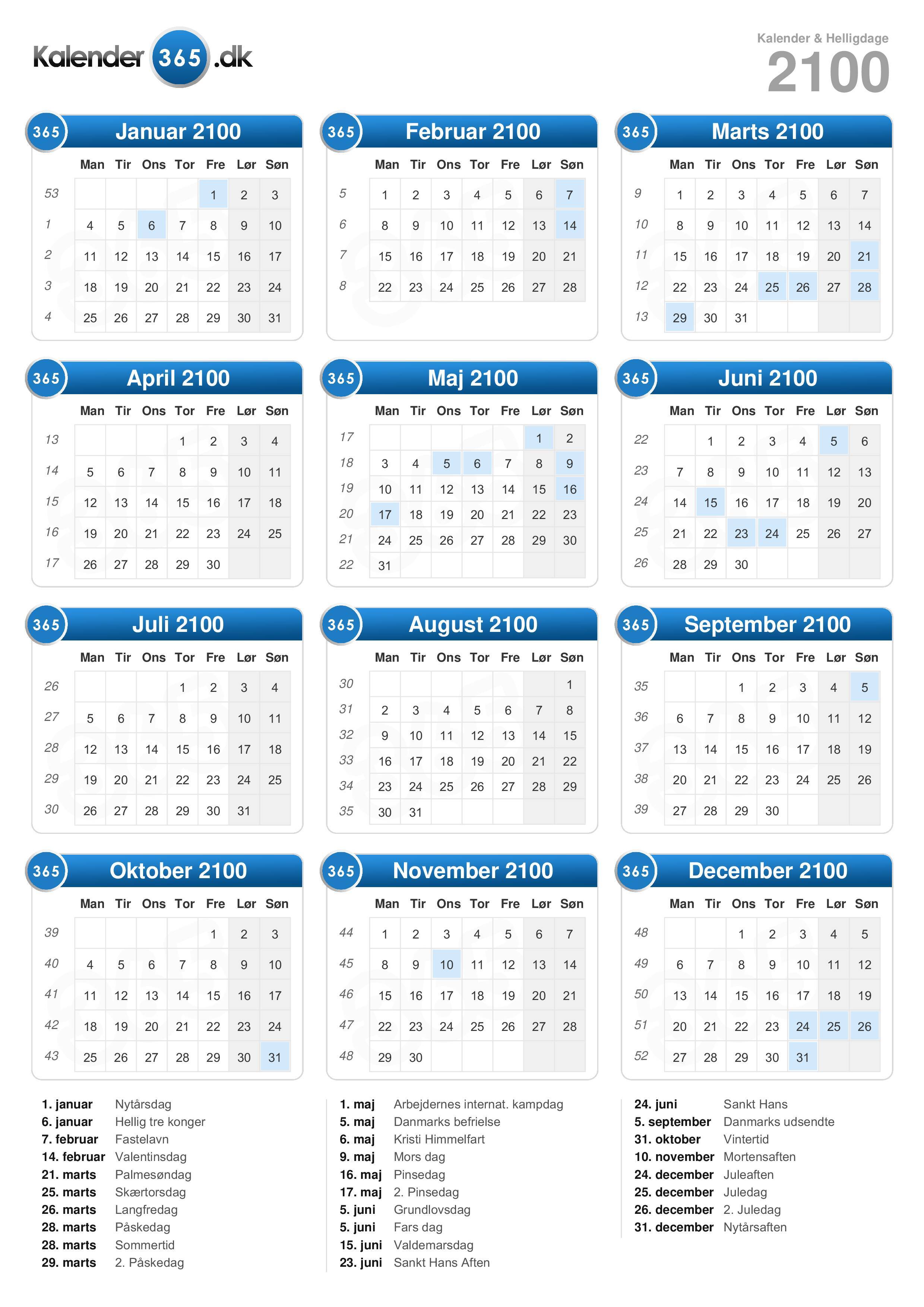 Kalender 2100